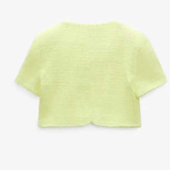 Zara | Jackets & Coats | Zara Pastel Yellow Texture Crop Top Jacket ...